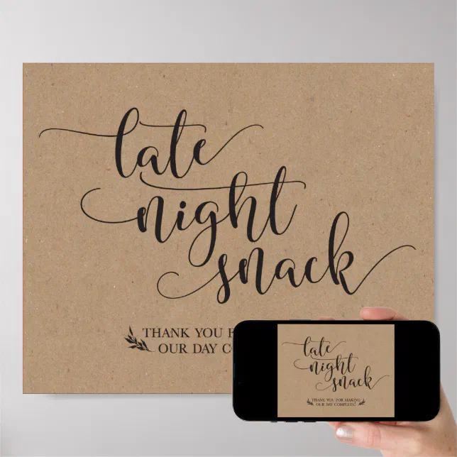Late Night Snacks Favor Sign | Zazzle
