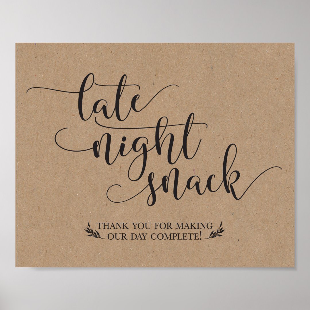 Late Night Snacks Favor Sign | Zazzle