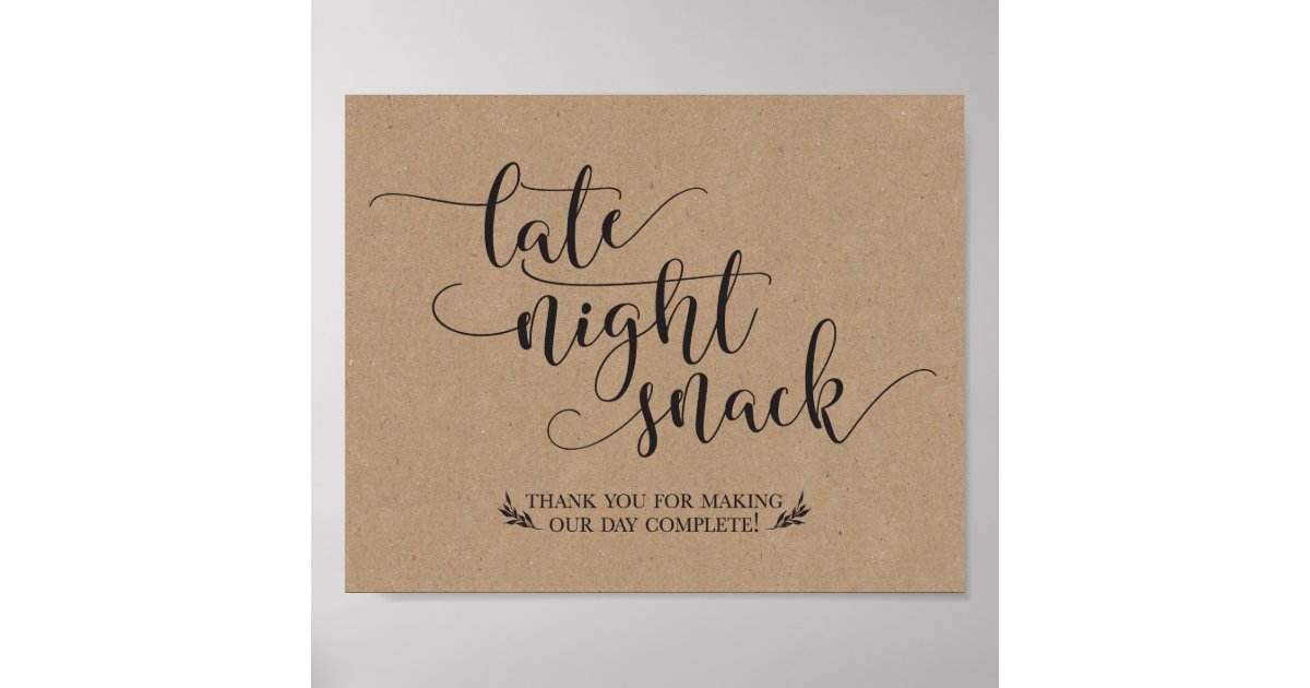 Late Night Snacks Favor Sign | Zazzle