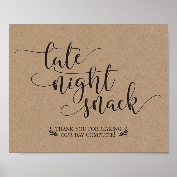 Late Night Snacks Favor Sign | Zazzle