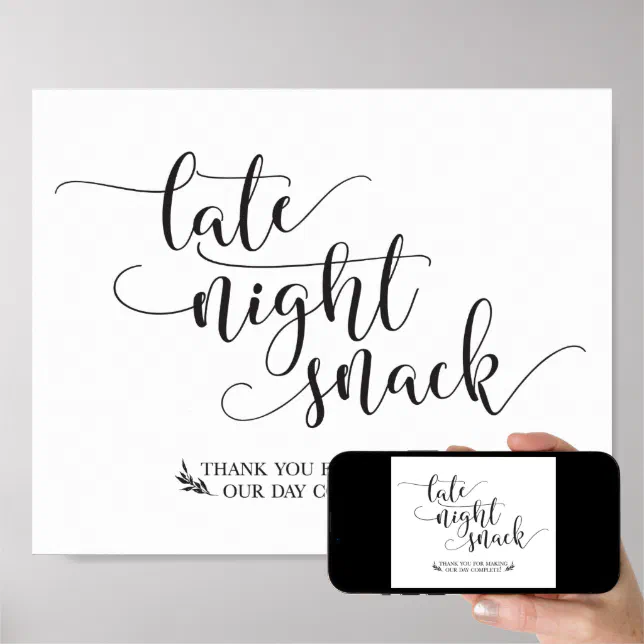 Late Night Snacks Favor Sign | Zazzle