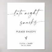 Late Night Snacks Wedding Sign, Wedding Snack Bar Poster | Zazzle
