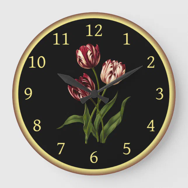 Late Tulip 001 ~ Botanical Art ~ Large Clock | Zazzle