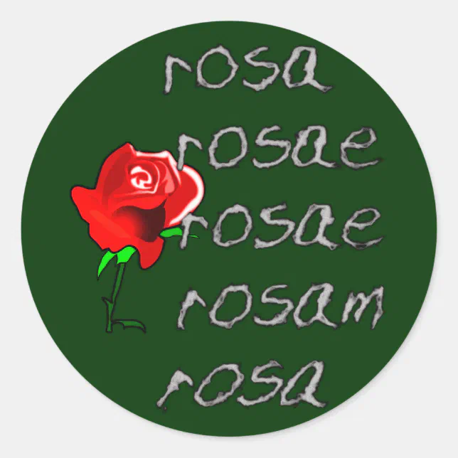 Latein Rose Deklination latin rose declension Classic Round Sticker ...