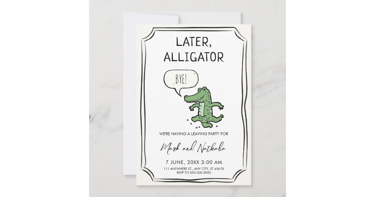 Later Alligator, Party Invitation | Zazzle