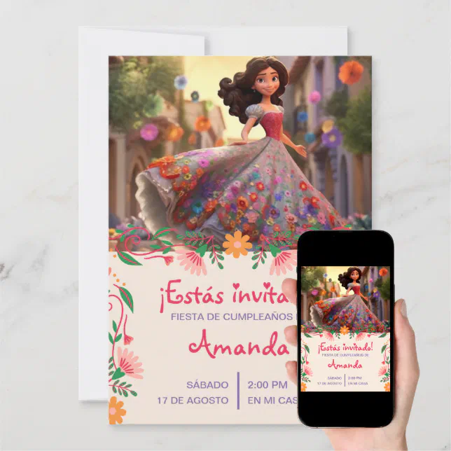 Latin American Princess Birthday Invitation | Zazzle