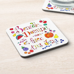 Latin Gratitude Grace Prayer - Bless Us O Lord Beverage Coaster | Zazzle