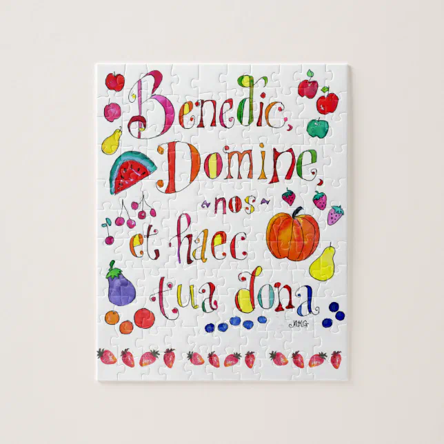 Latin Gratitude Grace Prayer - Bless Us O Lord Jigsaw Puzzle | Zazzle