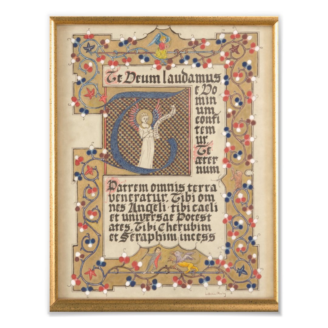 Latin Hymn Medieval style Illuminated Calligraphy Photo Print | Zazzle