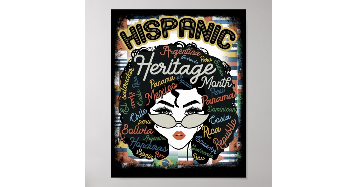 Latina Woman Art Hispanic Heritage Month Latin Poster | Zazzle