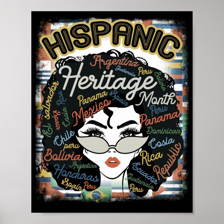 Latina Woman Art Hispanic Heritage Month Latin Poster | Zazzle