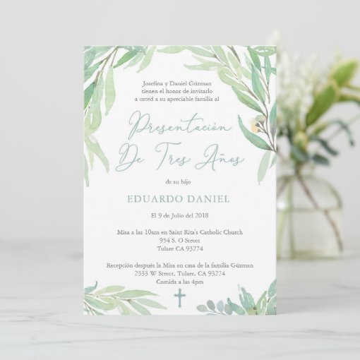 Latino Three Year Old Presentation Misa for Boy Invitation | Zazzle
