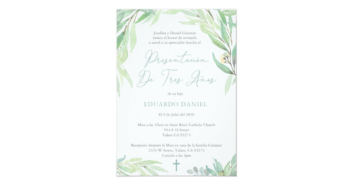 Latino Three Year Old Presentation Misa for Boy Invitation | Zazzle.com