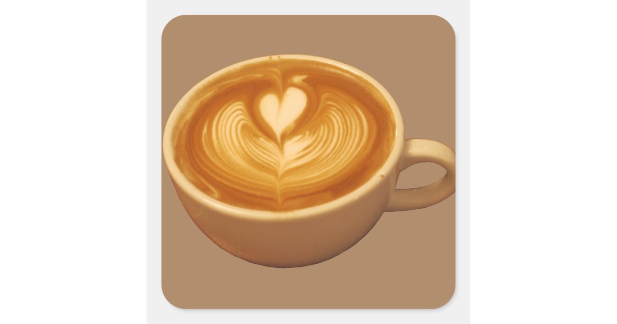 Latte Art Coffee Love Square Sticker | Zazzle