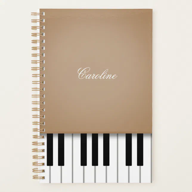 Latte Brown Piano Keyboard Personalized Music Planner | Zazzle
