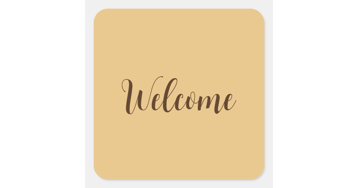 Latte Color Welcome Professional Name Template Square Sticker | Zazzle
