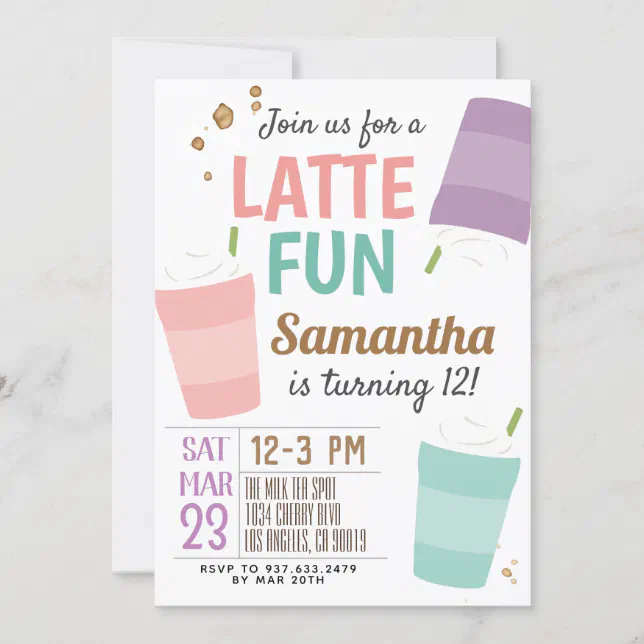 Latte Fun Coffee Birthday Invitation | Zazzle