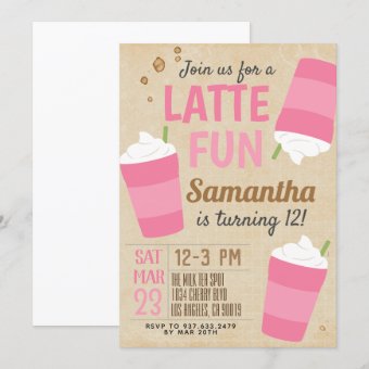 Latte Fun Coffee Birthday Invitation | Zazzle