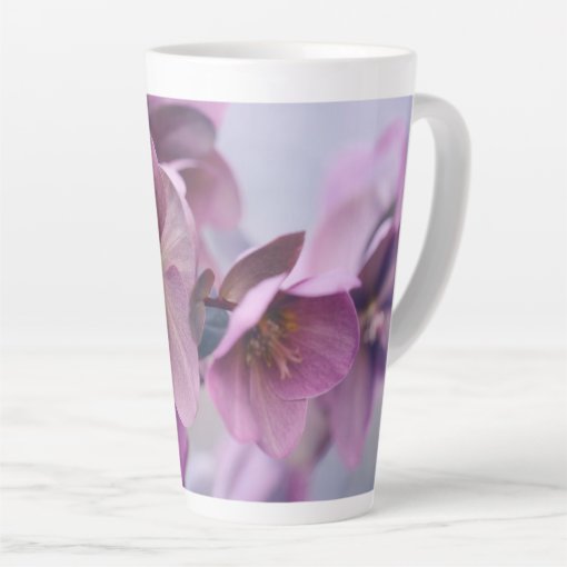 Latte Mug Beautiful Pink Flower Design Art | Zazzle