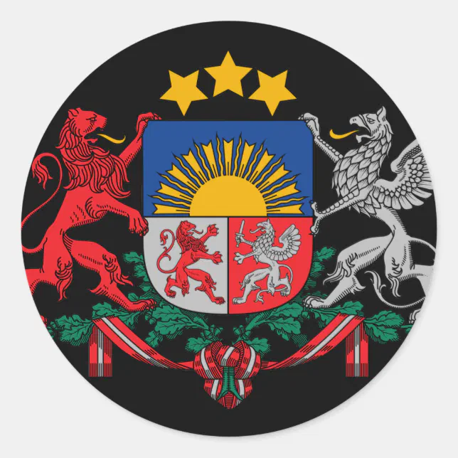 latvia emblem classic round sticker | Zazzle
