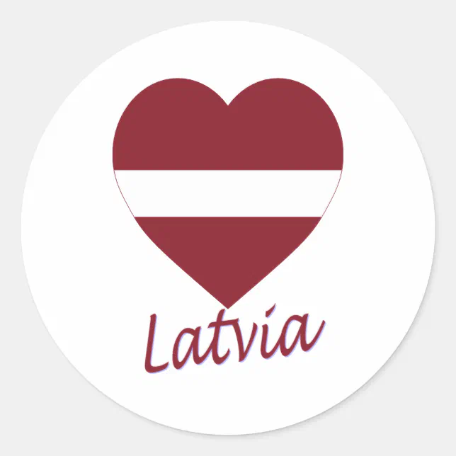 Latvia Flag Heart Classic Round Sticker | Zazzle