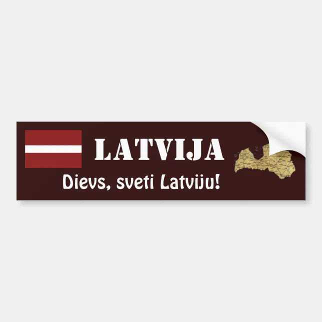 Latvia Flag + Map Bumper Sticker | Zazzle