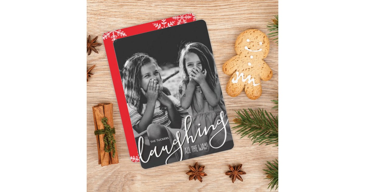 Laughing All the Way Overlay Christmas Photo Card | Zazzle
