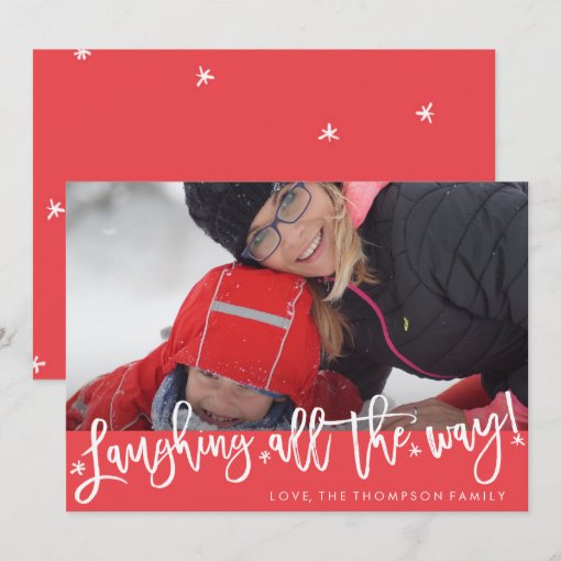 Laughing All the Way Script Holiday Photo Card | Zazzle