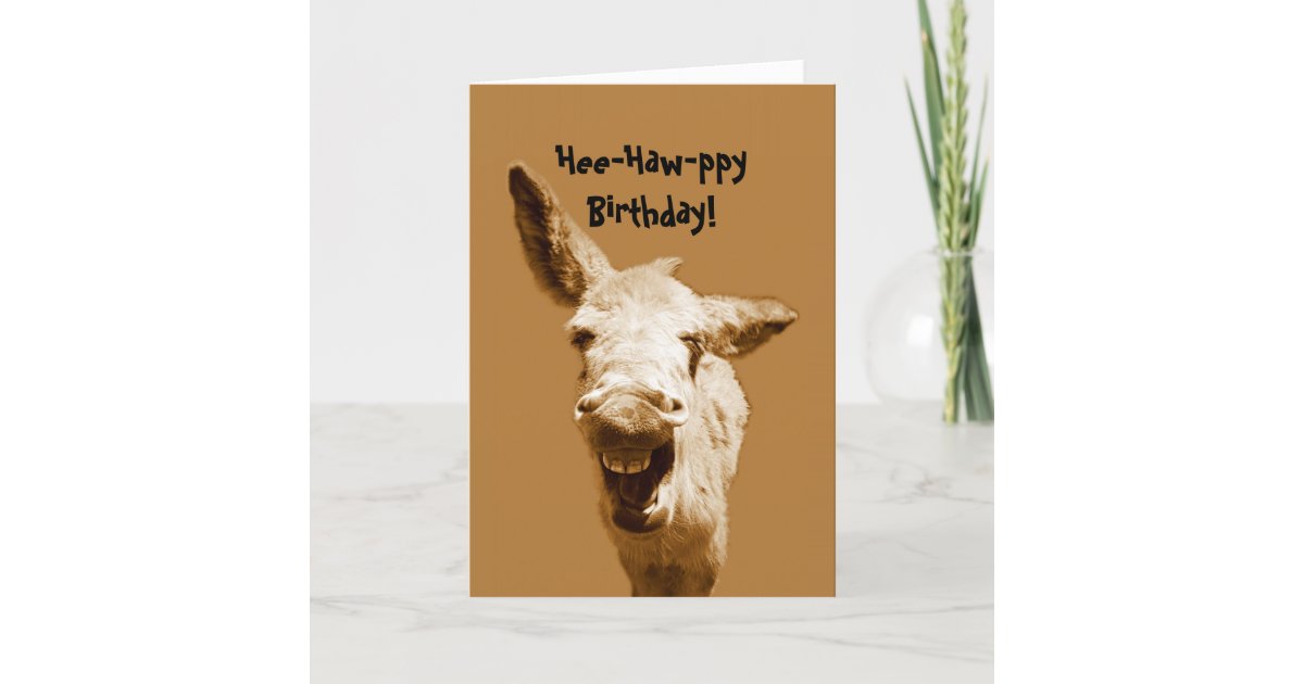 Laughing Donkey Birthday Wishes Card | Zazzle.com