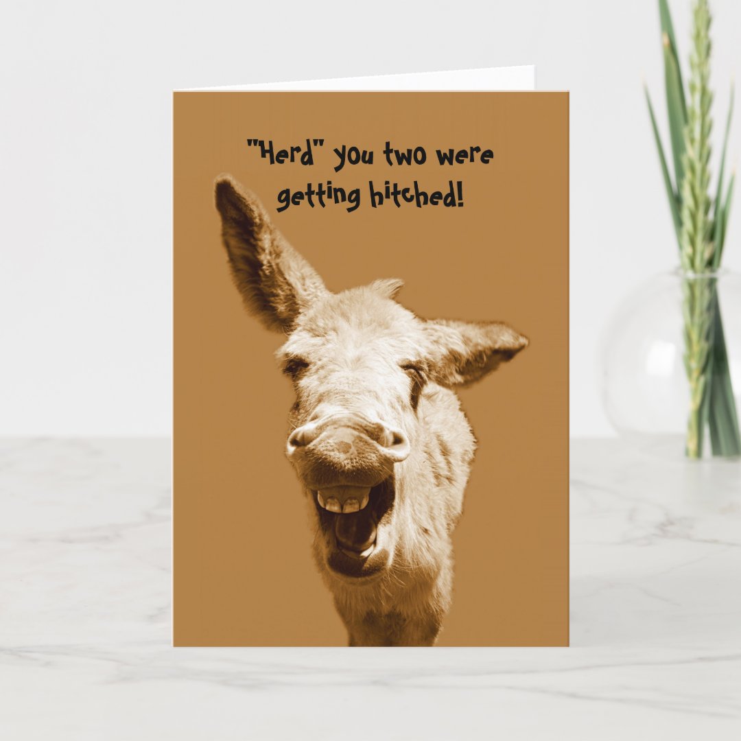 Laughing Donkey Wedding Wishes Card | Zazzle