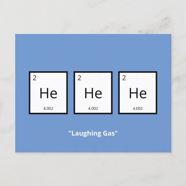 Laughing Gas Helium | Humorous Science Pun Holiday Postcard | Zazzle