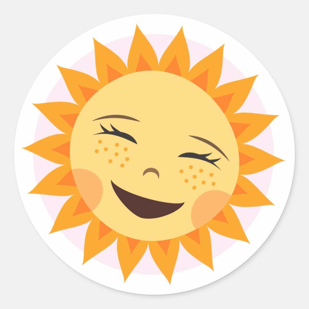 Laughing sun cute cartoon stickers | Zazzle