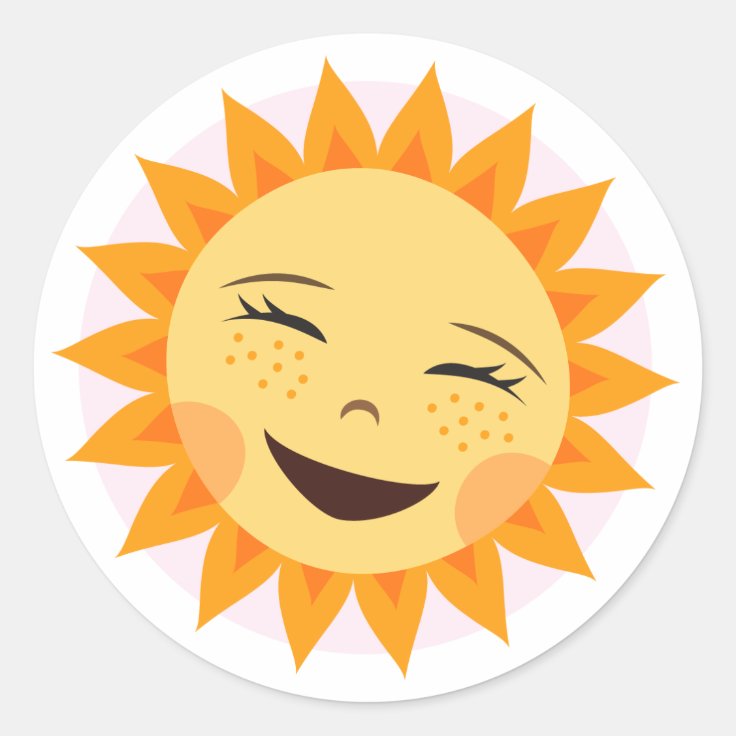 Laughing sun cute cartoon stickers | Zazzle