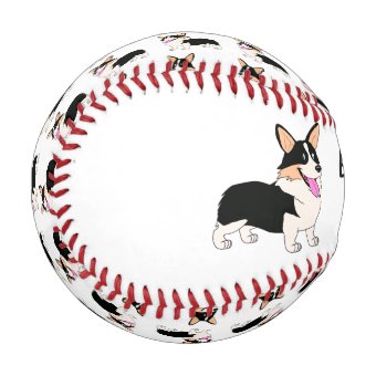 Laughing Tricolor Welsh Corgi Cartoon Baseball | Zazzle
