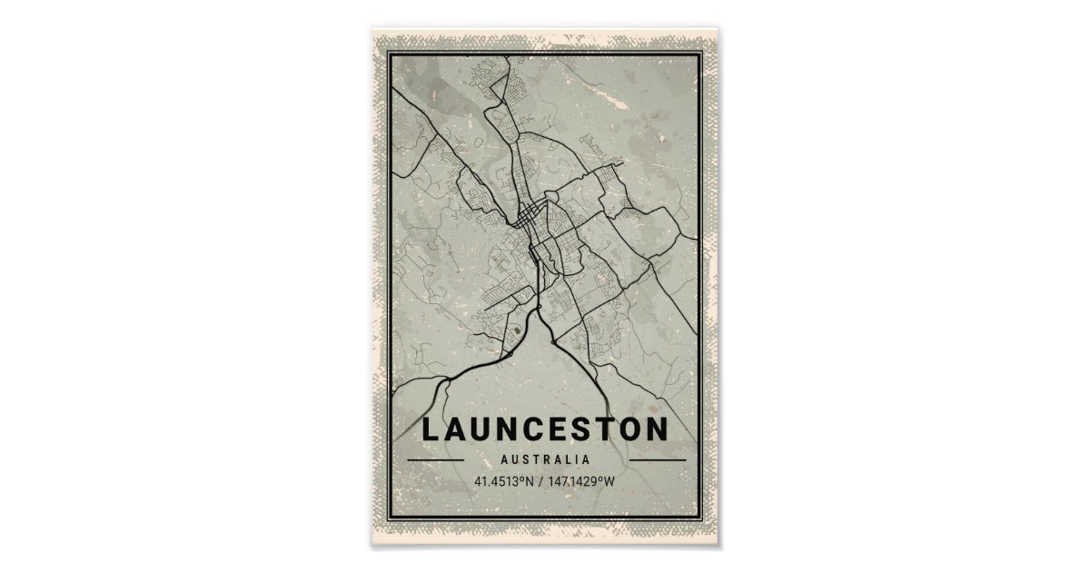 launceston australia map print poster canvas | Zazzle