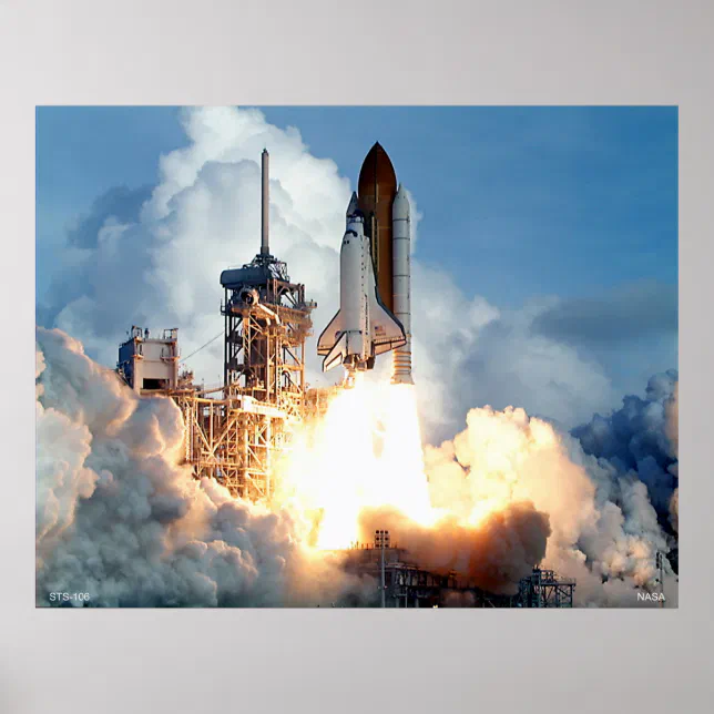 Launch of Space Shuttle STS-106 Poster | Zazzle