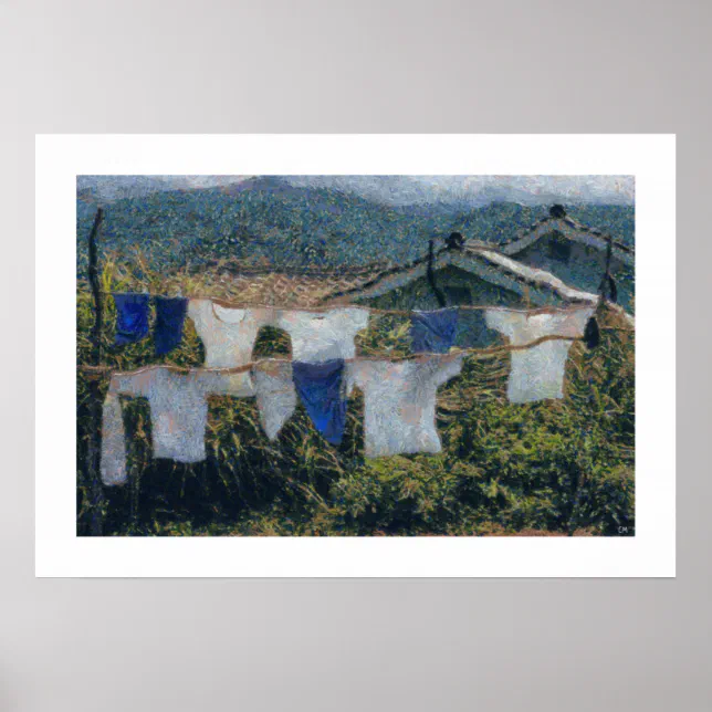 Laundry Art Clothing Hanging on Line Poster | Zazzle