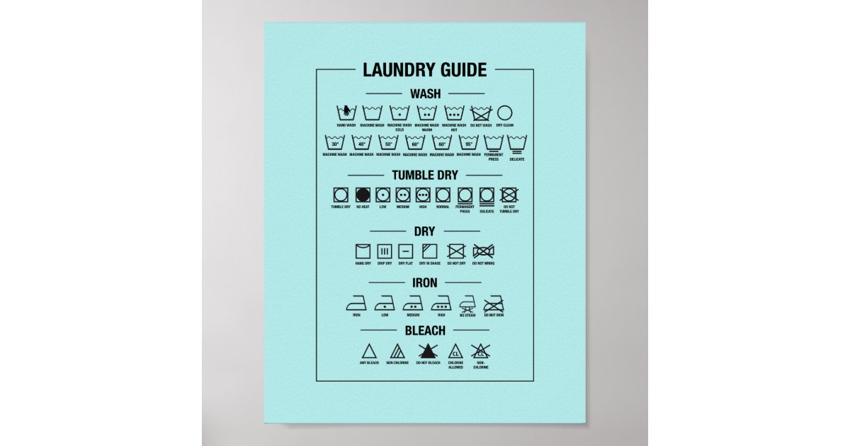 Laundry art print, washing guide poster | Zazzle