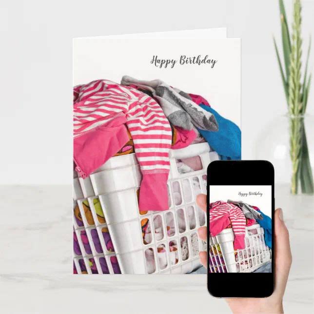 Laundry basket birthday card | Zazzle