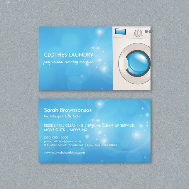 Laundry Cleaning Clothes Machine Hygienist Business Card | Zazzle
