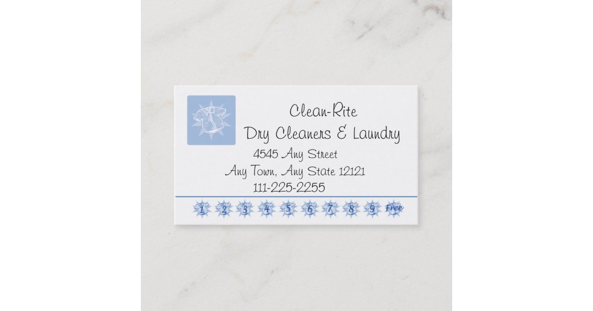 Laundry dry cleaner Customer Loyalty Punch Card | Zazzle