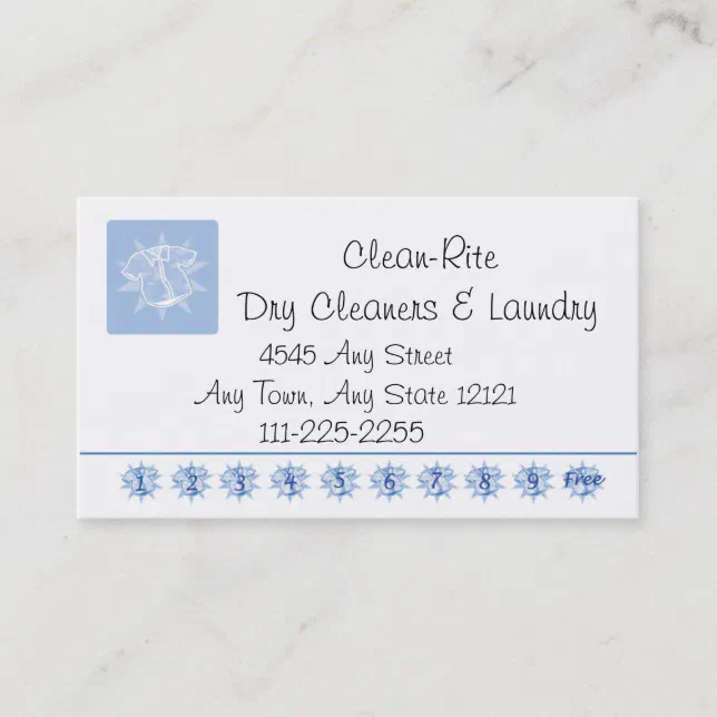 Laundry dry cleaner Customer Loyalty Punch Card | Zazzle
