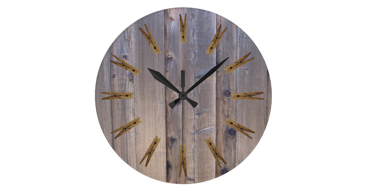 Laundry Room Clothespin Large Clock | Zazzle.com