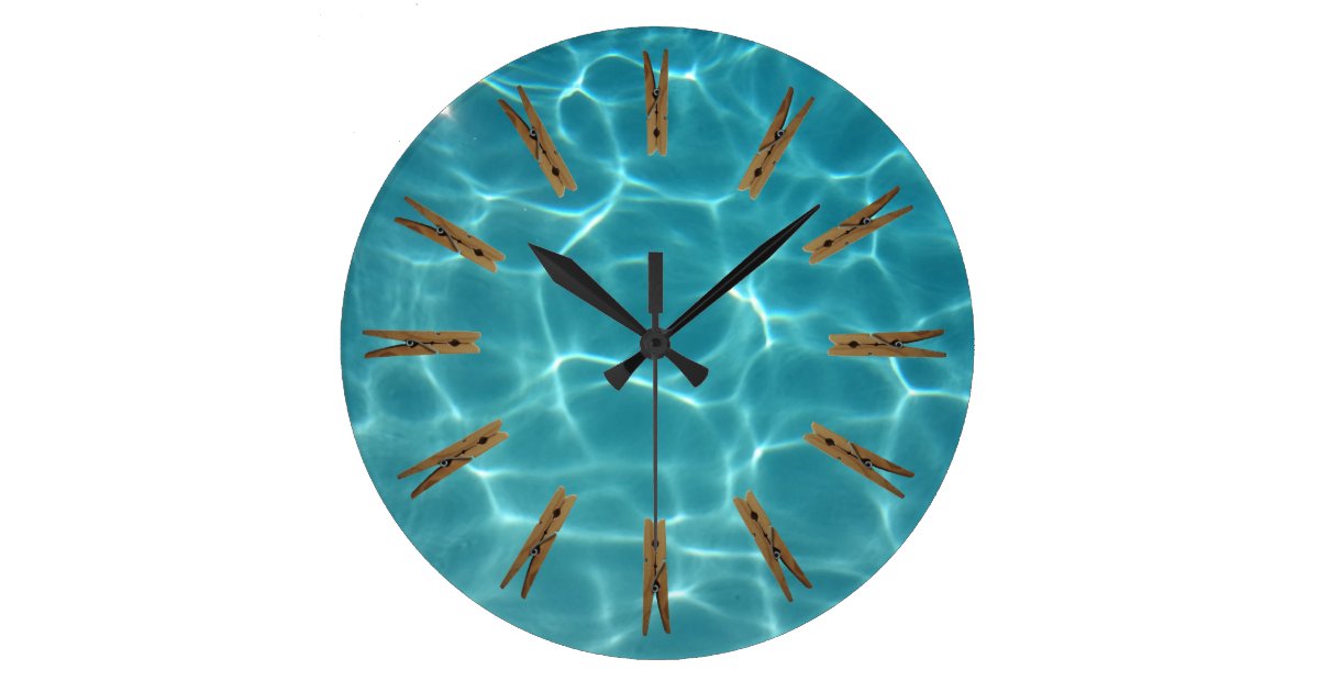 Laundry Room Clothespin Water Large Clock | Zazzle.com