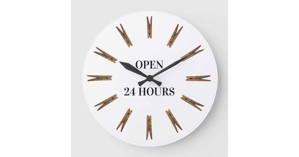 Laundry Room Hours Sign Large Clock | Zazzle