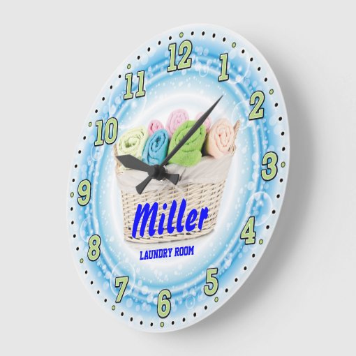 Laundry Room Personalizable Wall Clock | Zazzle