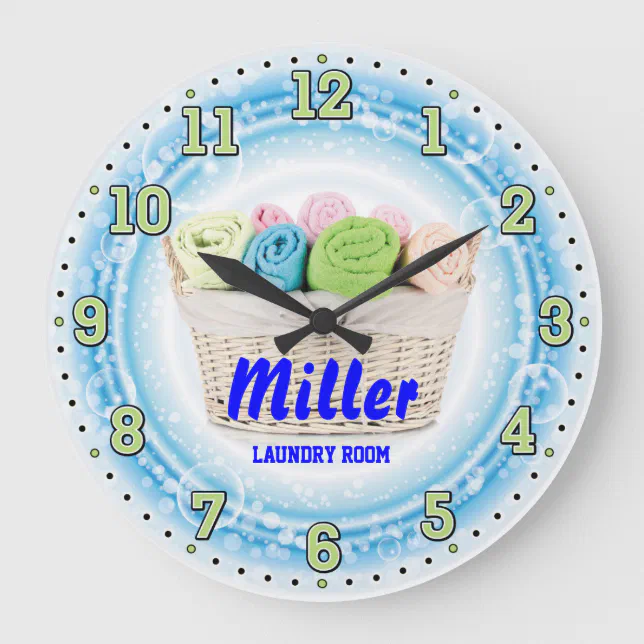 Laundry Room Personalizable Wall Clock | Zazzle