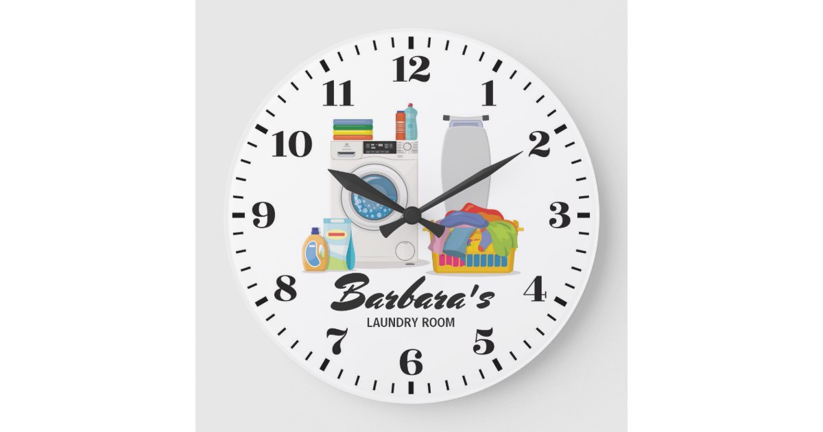 Laundry Room Personalizable Wall Clock | Zazzle