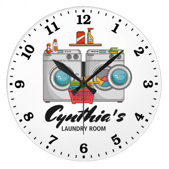 Laundry Room Personalizable Wall Clock | Zazzle.com