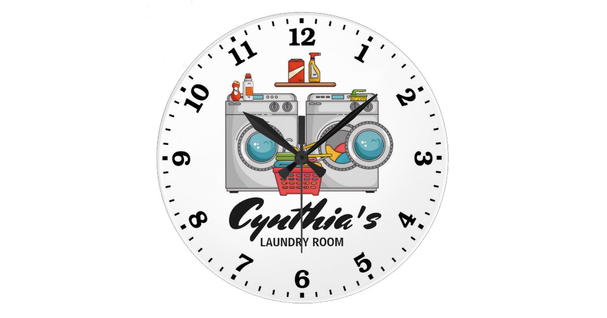 Laundry Room Personalizable Wall Clock | Zazzle.com
